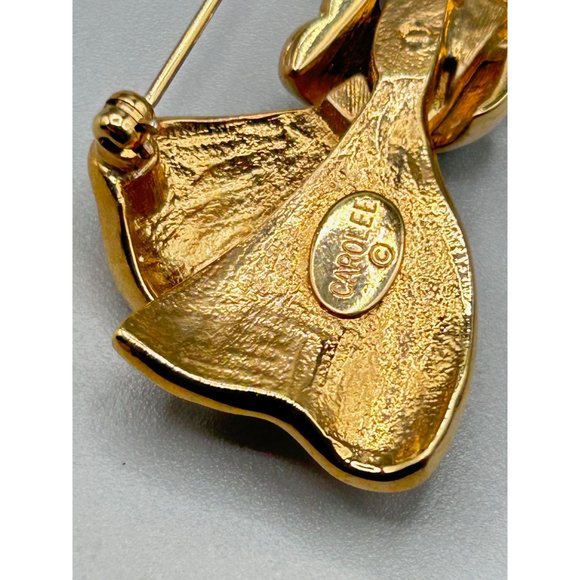 Carolee | Jewelry | Vintage Carolee Bow Pin Brooch Gold Tone With Black ...